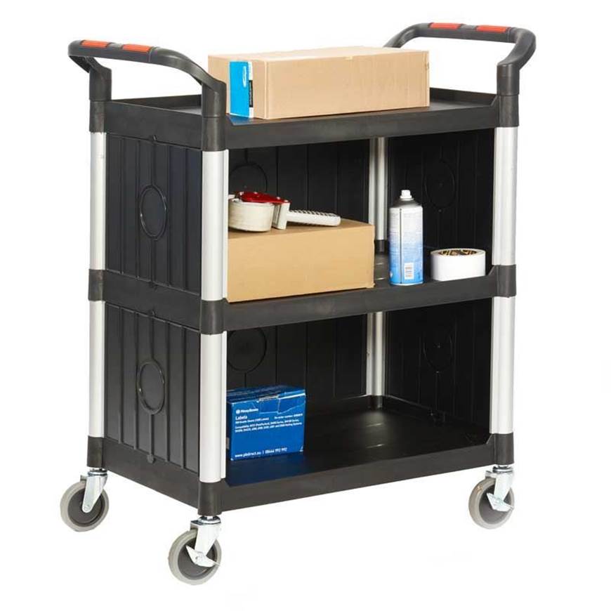 SHELF TROLLEY - 3 SHELF ENCLOSED SIDES 990L