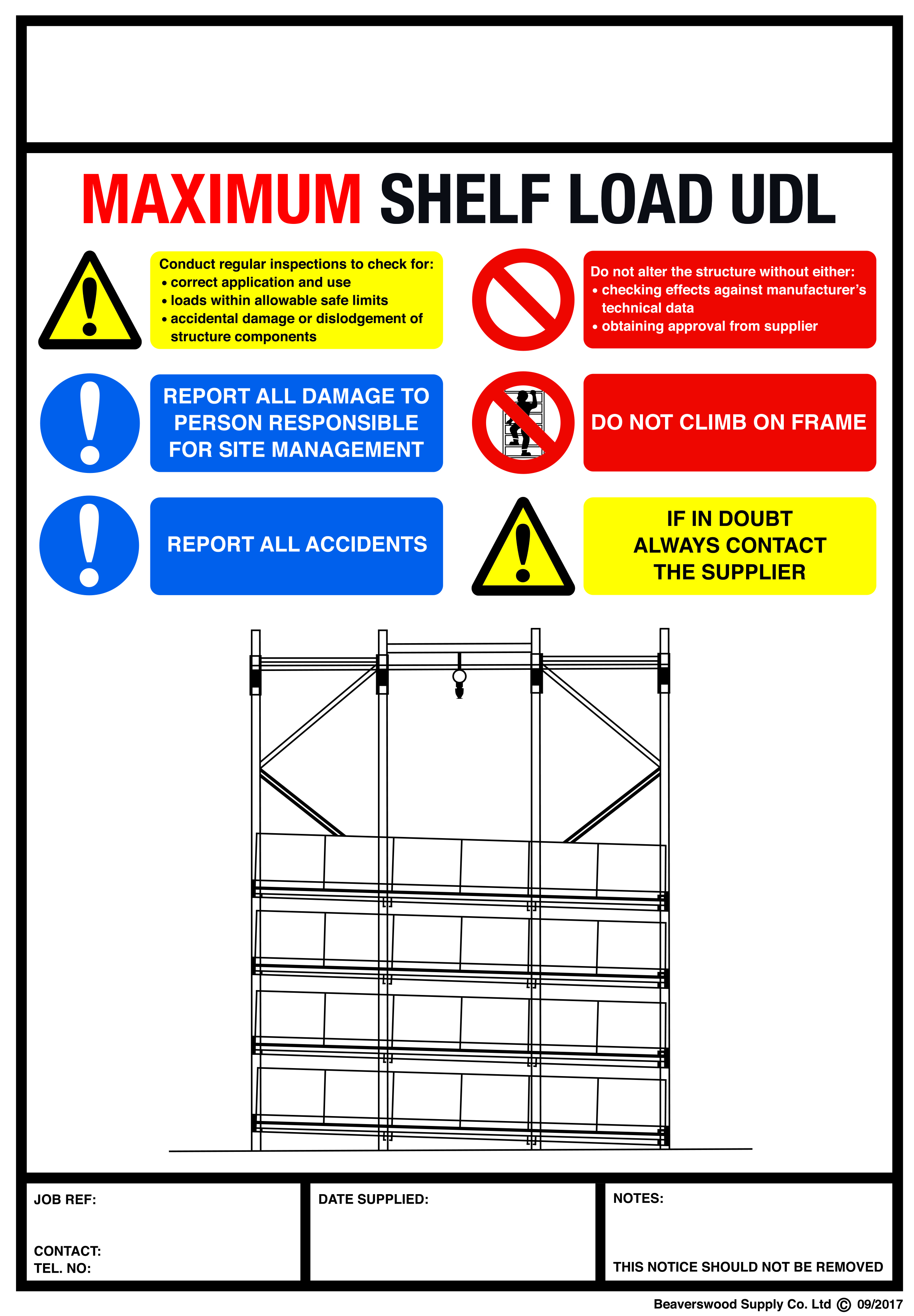 WEIGHT LOAD IDENTIFICATION - CARTON LIVE STORE WEIGHT LOAD - 356 X 254MM