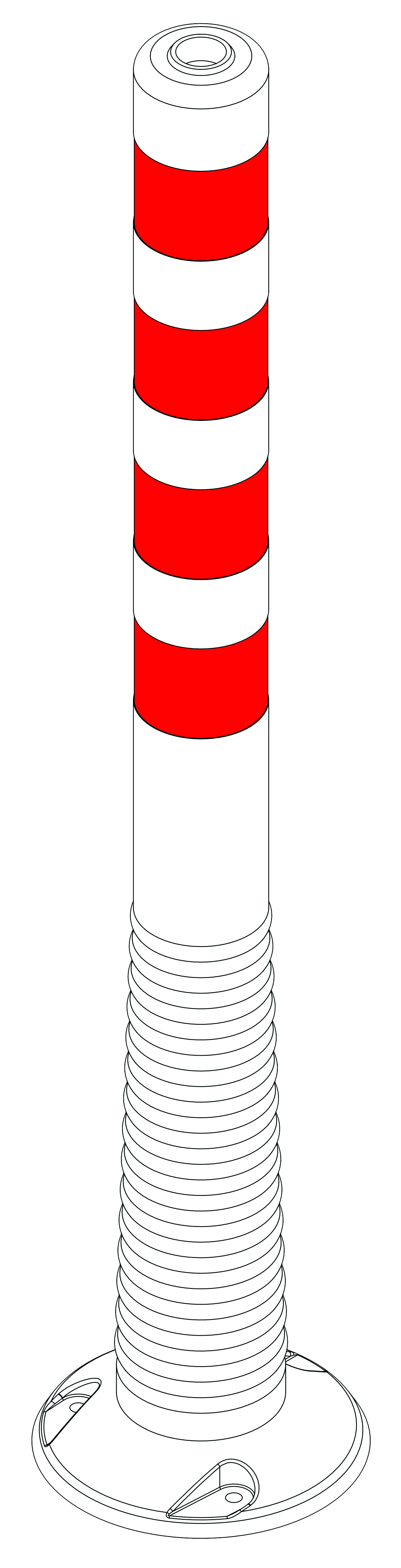 FLEXI DELINEATOR POST - WHITE POST - RED REFLECTORS - H.1000 X W.80 X D.80