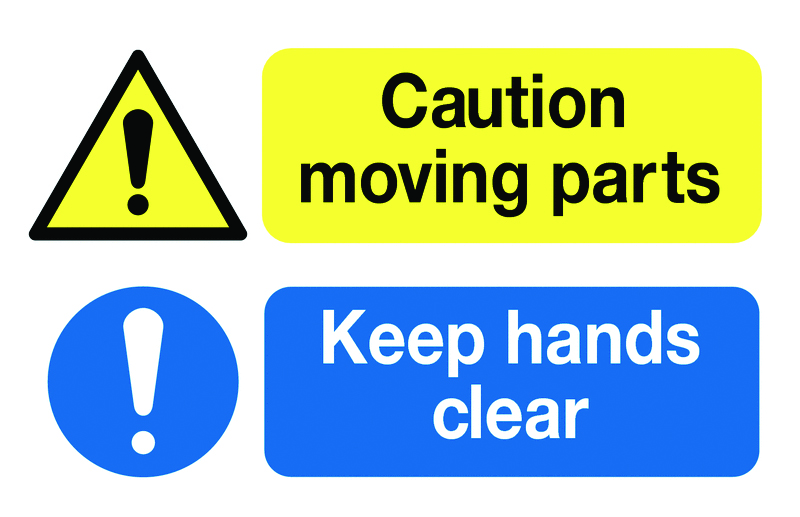 CAUTION MOVING PARTS KEEP HANDS CLEAR - LABELS (PK/6)