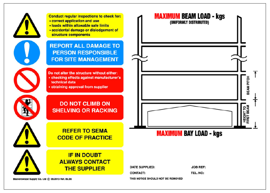 WEIGHT LOAD IDENTIFICATION - LANDSCAPE RACKING WEIGHT LOAD - H.297 X W ...