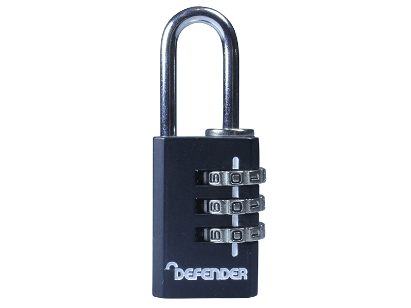 DEFENDER 20MM BLACK DIECAST COMBINATION PADLOCK