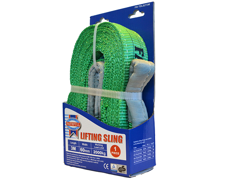 FAI/FULL LIFTING SLING GREEN 2 TONNE 60MM X 3M