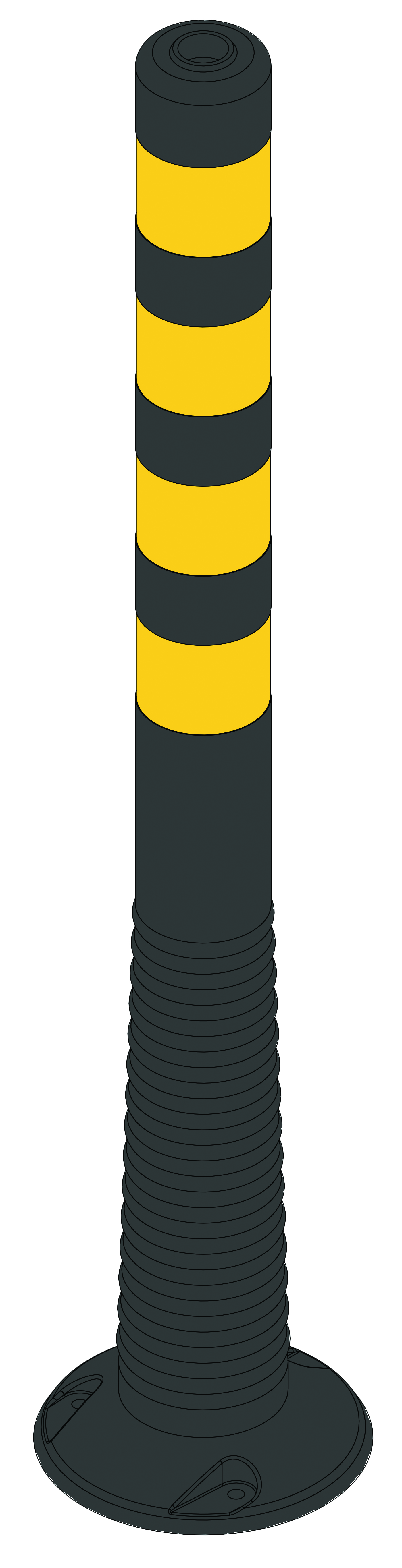 FLEXI DELINEATOR POST - BLACK POST - YELLOW REFLECTORS - H.1000 X W.80 ...