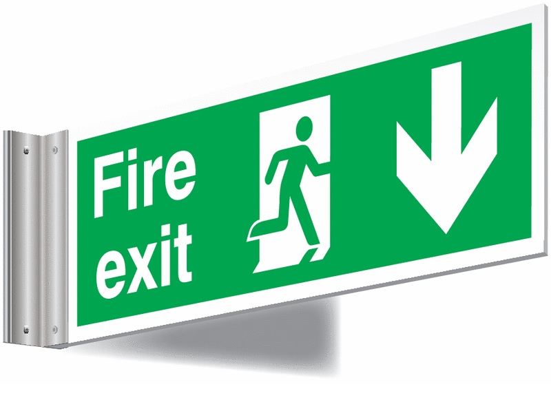 FIRE EXIT DOWN SIGN