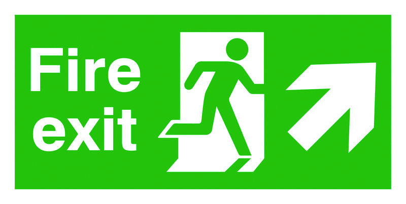 FIRE EXIT RUNNING MAN ARROW UP RIGHT