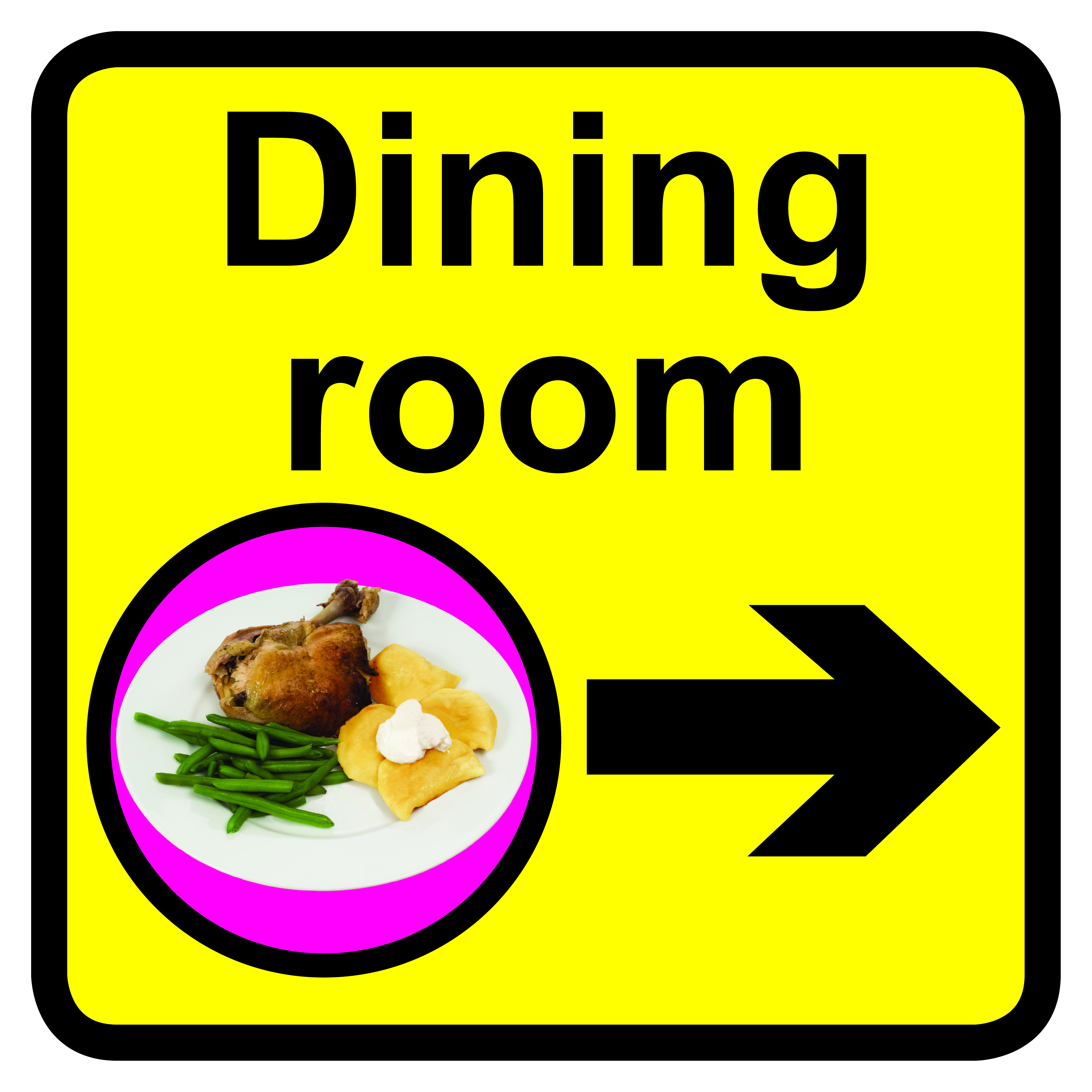 DINING ROOM DEMENTIA SIGN ARROW RIGHT