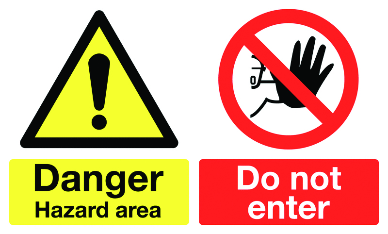 DANGER HAZARD AREA DO NOT ENTER - STANCHION SIGN
