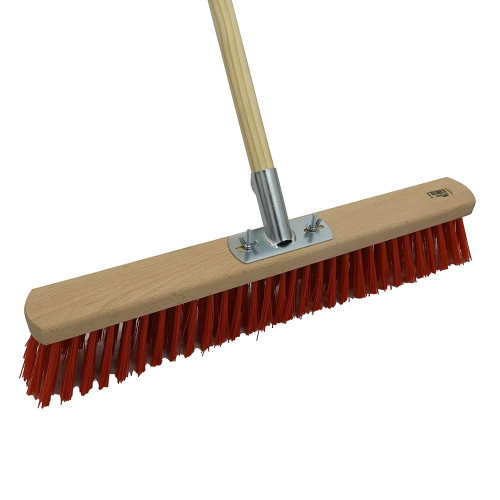 STIFF POLY BROOM BRUSH HEAD 24" 600MM C/W SOCKET & HANDLE