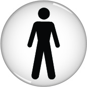 MAN SYMBOL DOMED ACRYLIC SIGN