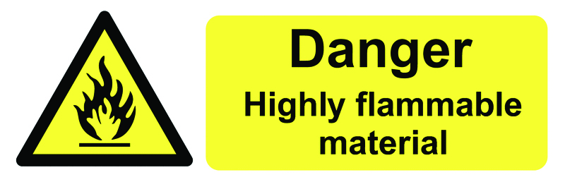 DANGER HIGHLY FLAMMABLE MATERIAL - LABELS (PK/6)