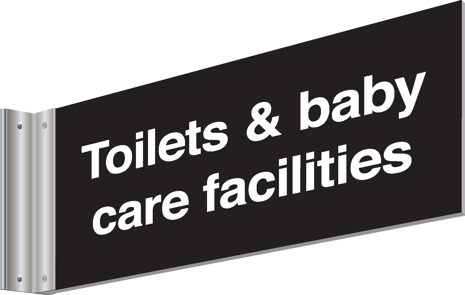 TOILET & BABY CARE FACILITIES DOUBLE-SIDED WASHROOM SIGN