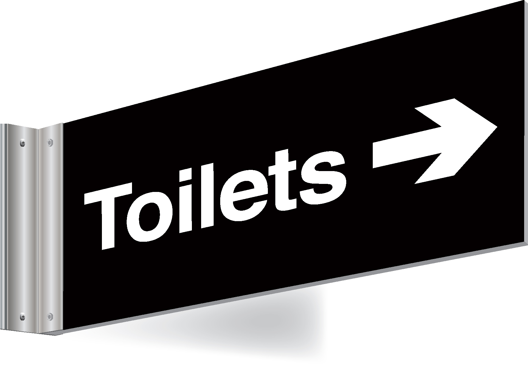 TOILETS RIGHT ARROW DOUBLE-SIDED WASHROOM SIGN