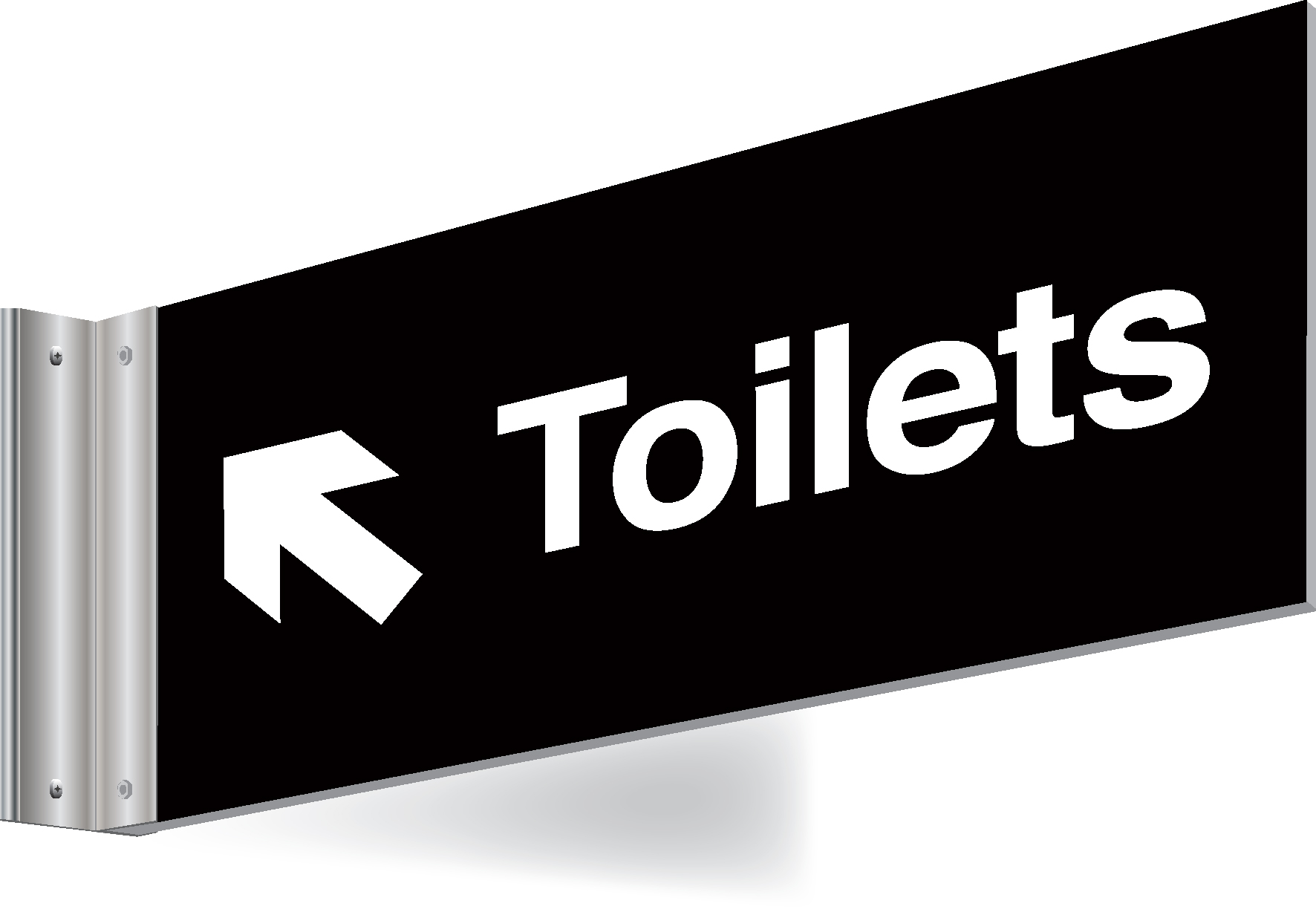 TOILETS LEFT UP ARROW DOUBLE-SIDED WASHROOM SIGN